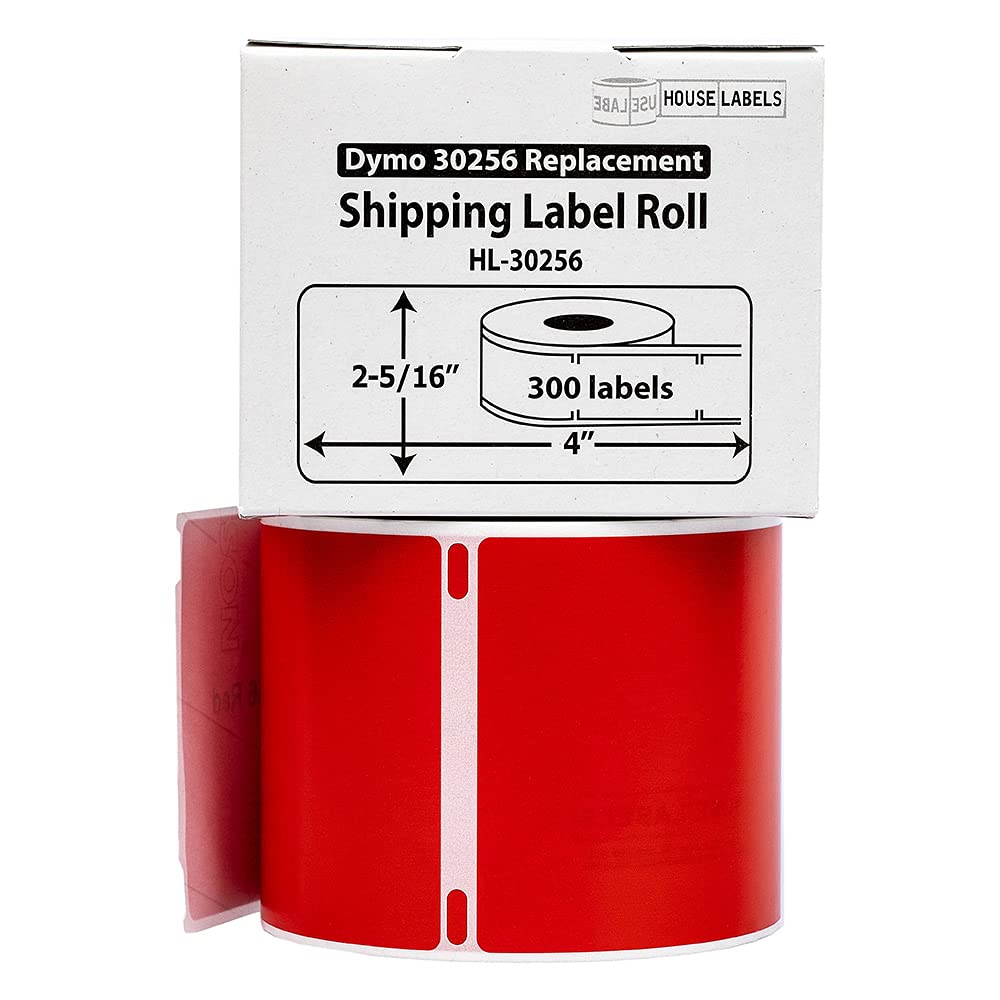 HOUSELABELS Compatible DYMO 30256 RED Shipping Labels (2-5/16" x 4"), Strong Permanent Adhesive, Compatible with DYMO LW 450, 4XL, Rollo & Zebra Desktop Printers, 6 Rolls /1800 Labels