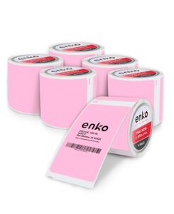 enko [6 rolls, 1800 direct thermal labels] pink compatible for colored dymo labels 30256 - stickers label (2-5/16 x 4") use with dymo, rollo thermal printer as shipping & mailing labels