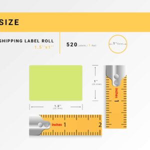 HOUSELABELS 1.5" x 1" Green Multipurpose Labels on 1" Core Compatible with Zebra and Rollo Printers, 1 Roll / 520 Labels per Roll