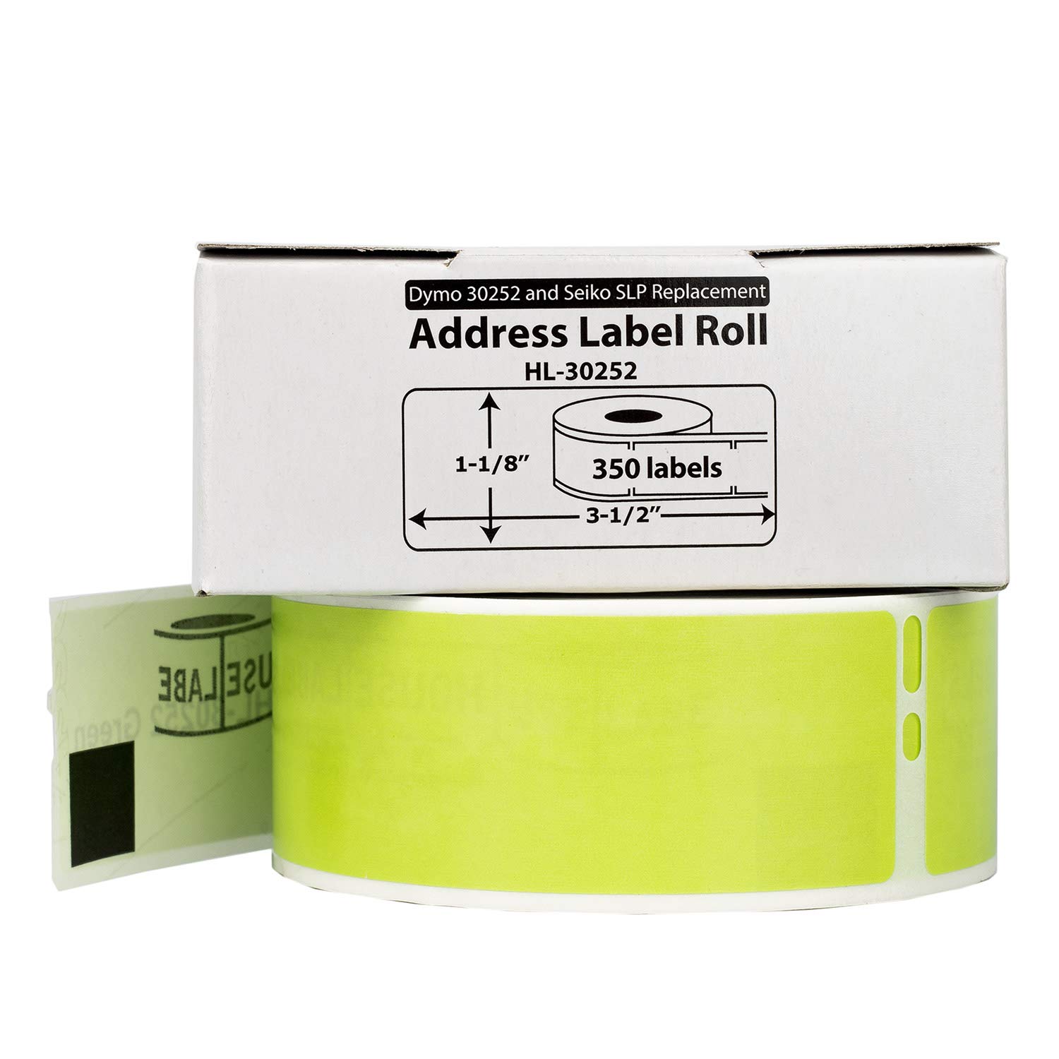 HOUSELABELS Compatible DYMO 30252 Green Address Labels (1-1/8" x 3-1/2"), Strong Permanent Adhesive, Compatible with DYMO LW 450, 4XL, Rollo & Zebra Desktop Printers, 6 Rolls /2100 Labels