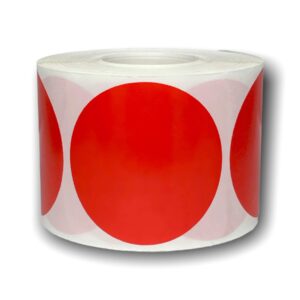 red 3 inch (3") round direct thermal multi purpose labels | 1" core | self-adhesive | no ribbon needed | compatible with zebra eltron rollo munbyn printers | 1 roll 500 labels