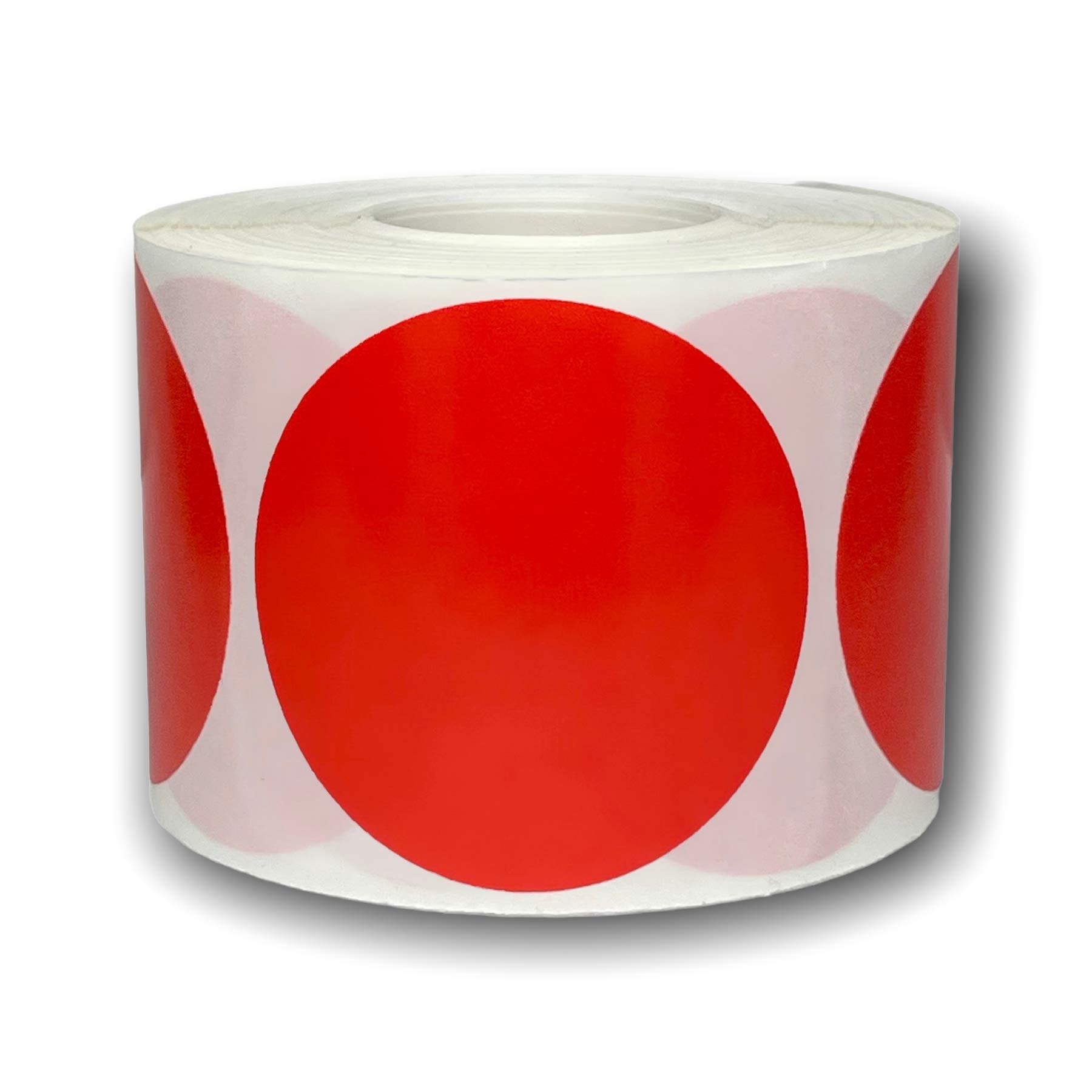 Red 3 inch (3") Round Direct Thermal Multi Purpose Labels | 1" Core | Self-Adhesive | NO Ribbon Needed | Compatible with Zebra Eltron Rollo Munbyn Printers | 1 Roll 500 Labels