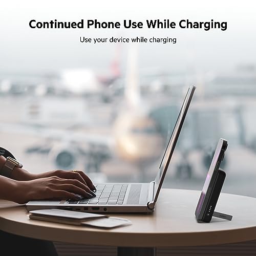 Belkin BoostCharge Wireless Power Bank 5K w/MagSafe Compatible 7.5W Charging, Built-in Pop-up Kickstand - Compatible w/iPhone 15, 15 Plus, 15 Pro, 15 Pro Max, iPhone 14, AirPods, and More - Black