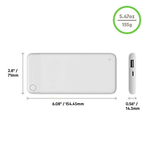 Belkin Boost Charge Power Bank 5K with Lightning Connector (MFi-Certified 5000 mAh Portable Charger for iPhone/iPad/AirPods), White