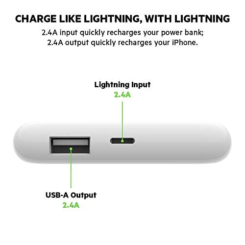 Belkin Boost Charge Power Bank 5K with Lightning Connector (MFi-Certified 5000 mAh Portable Charger for iPhone/iPad/AirPods), White