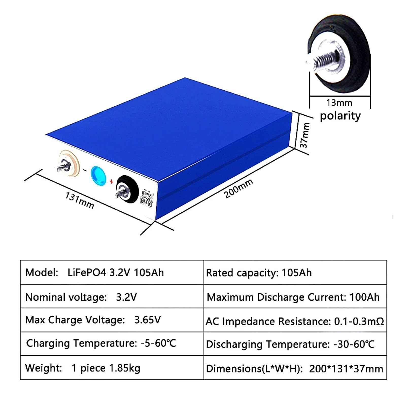 LEAHY Lifepo4 Battery 3.2V 105A Battery Pack LiFePO4 12V 24V 3C 270A Lithium Iron phospha Motorcycle Electric Car Motor Batteries (Color : 3.2V 105A 4PCS)