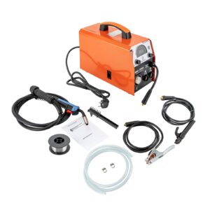 270a portable welding machine, mig/arc/lift tig 3 in 1 gas welder machine, 110/220v dual voltage gas welder, flux core welder inverter (270a, orange)