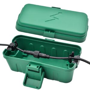 hrensaw small weatherproof electrical connection box, outdoor electrical box,waterproof extension cord covers for timers, extension cables, holiday lights,7.87 x 3.93 x 3.15inch,green