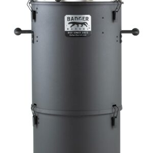 Badger Barrel BBQ - 16" Drum Style Smoker | 2-Tier BBQ Hibachi Grill | Includes 6 hooks, Hanging Rack, Grill Grate and More | Badgers Not Butterflies