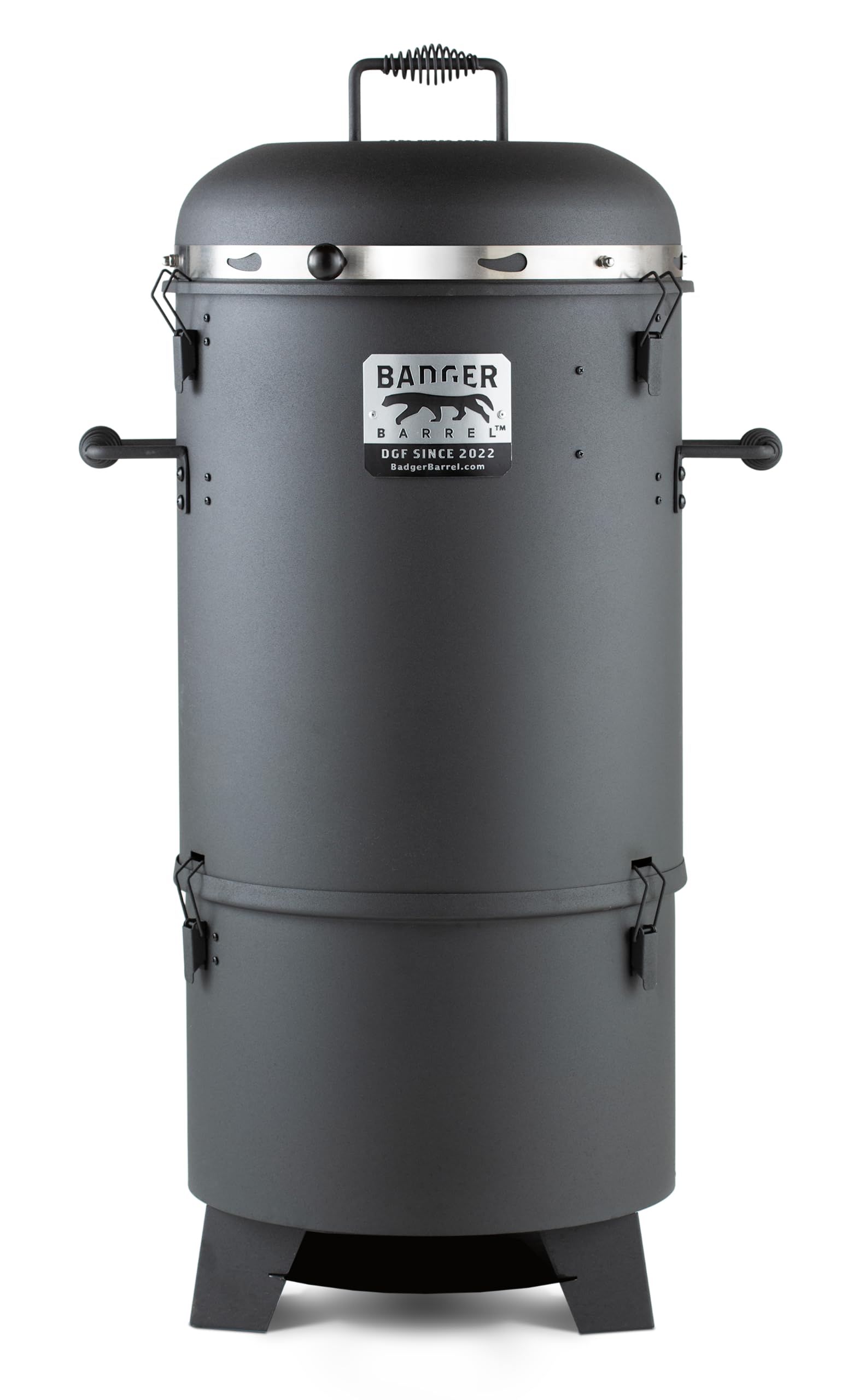 Badger Barrel BBQ - 16" Drum Style Smoker | 2-Tier BBQ Hibachi Grill | Includes 6 hooks, Hanging Rack, Grill Grate and More | Badgers Not Butterflies