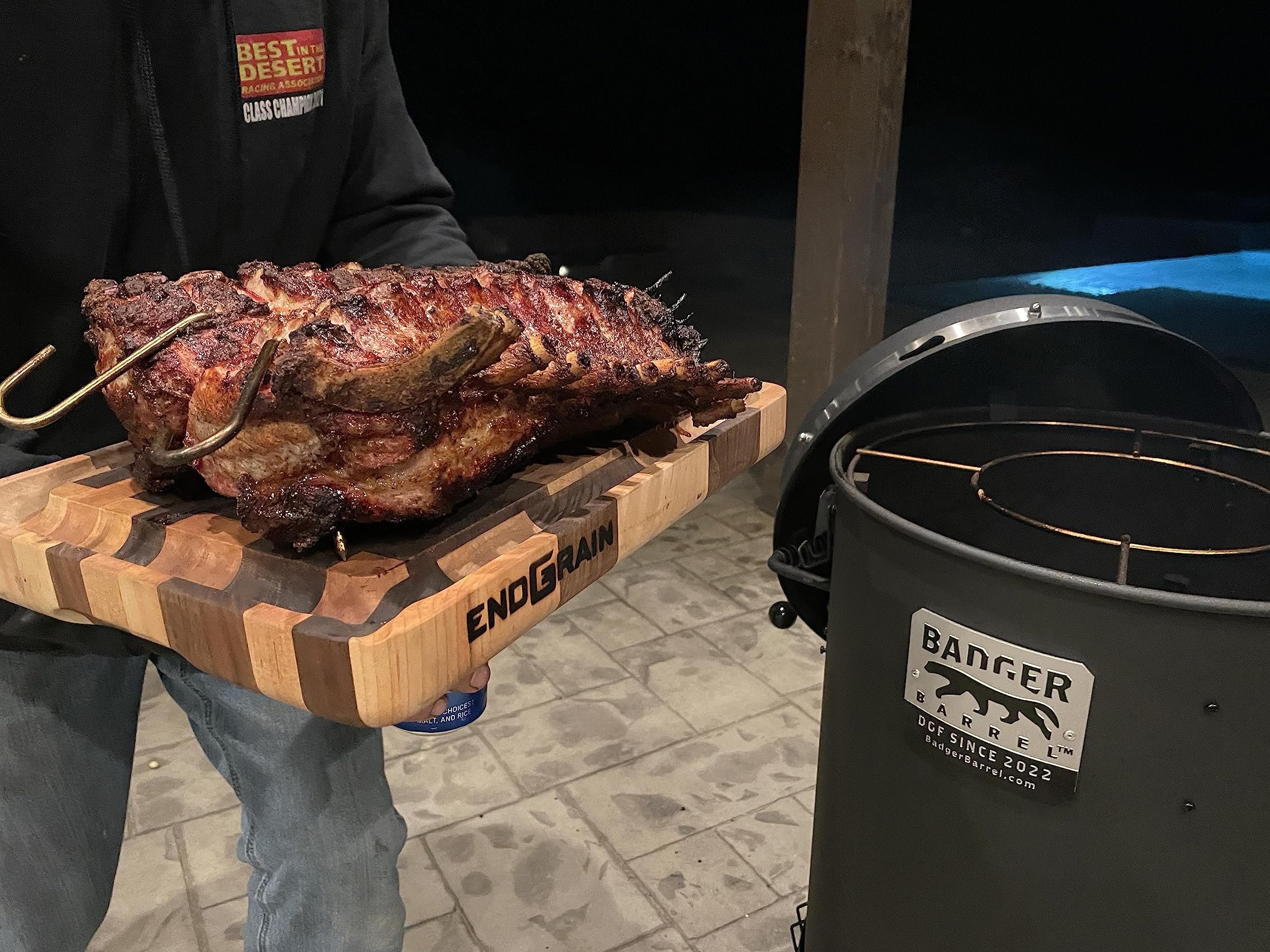 Badger Barrel BBQ - 16" Drum Style Smoker | 2-Tier BBQ Hibachi Grill | Includes 6 hooks, Hanging Rack, Grill Grate and More | Badgers Not Butterflies