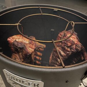 Badger Barrel BBQ - 16" Drum Style Smoker | 2-Tier BBQ Hibachi Grill | Includes 6 hooks, Hanging Rack, Grill Grate and More | Badgers Not Butterflies