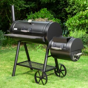 captiva designs heavy duty outdoor smoker,extra large cooking area(941 sq.in. in total) offset smoker, best charcoal smoker and grill combo for outdoor garden patio and backyard cooking