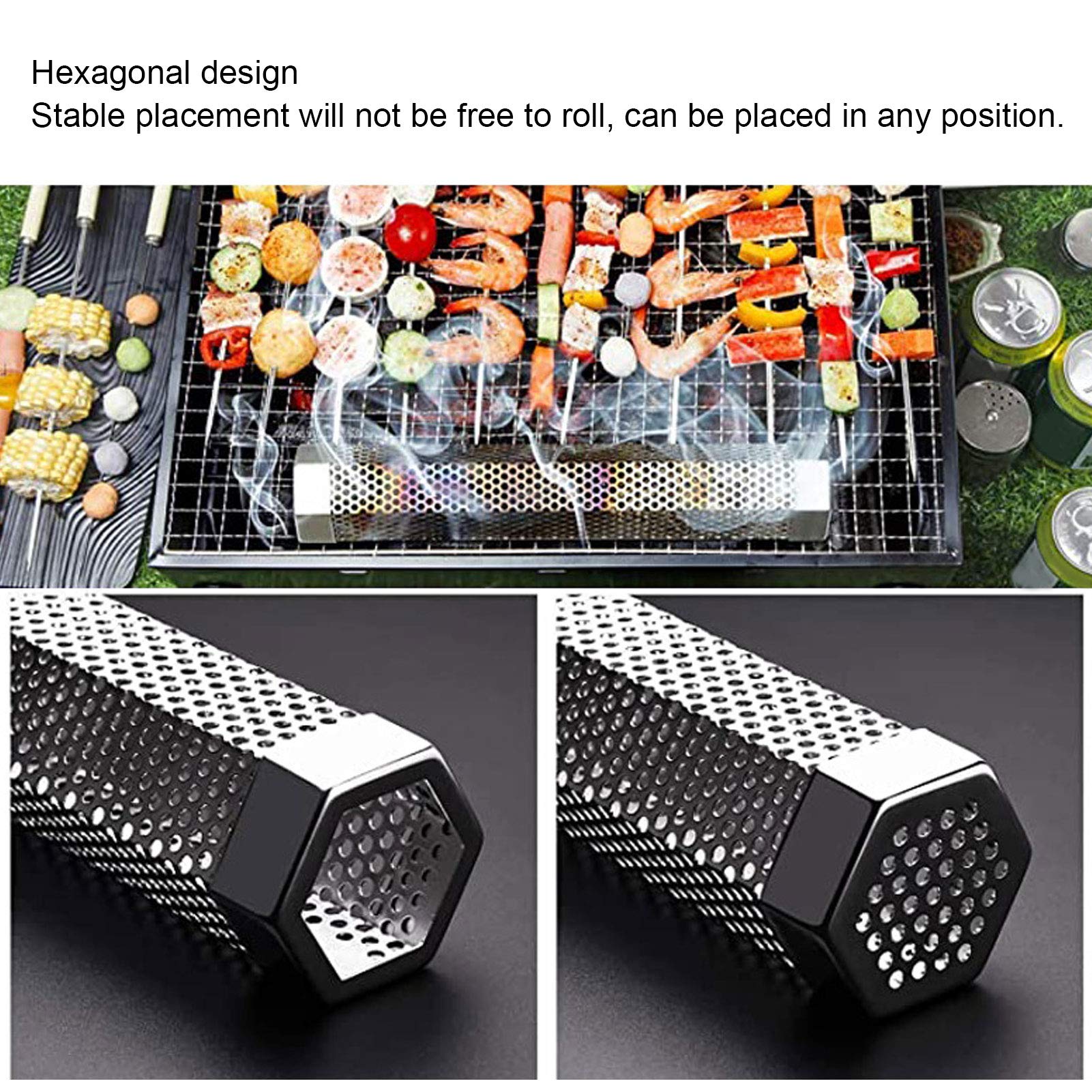 Fuerdich Smoker Tube,304 Stainless Steel BBQ Smoke Generator Portable Stability Barbecue Grill Tools for Outdoor Party Accessory