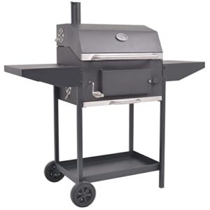 matalde bbq charcoal smoker with base rack, charcoal grill, portable grill, outdoor grill with wheels, for outdoor bbq cooking bbq camping, black 50" x 25.2" x 49.2"