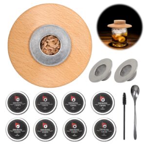 anchgpo cocktail smoker kit smoke top with 8 wood chips for bourbon/cocktail smoker lid, bar set, old fashioned drink smoker kit ideal gift for men, dad,husband(without torch)