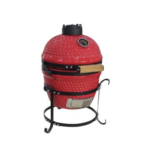 auplex 13" kamado charcoal grill, ceramic bbq charcoal grill, mini portable clay smoker oven barbecue grill for backyard, balcony