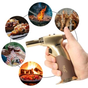 JIDI Kitchen Torch, Butane Torch, Blow Torch, Refillable Butane Torch with Safety Lock and Adjustable Flame for DIY, Desserts,Creme Brulee, BBQ and Baking, Butane Gas Not Included