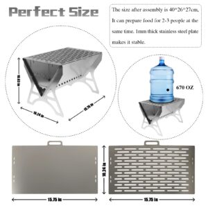 KPALAG Big Size Detachable Charcoal Grill, Portable BBQ Grill, Foldable Camping Fire Grill，Heavy Duty Outdoor Grill Smoker, Fire Pit for Camping, Outdoor Heating, and Picnic With Carry Bag