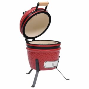 GaRcan 2-in-1 Kamado Barbecue Grill Smoker Ceramic 56 cm Red