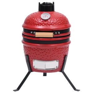 GaRcan 2-in-1 Kamado Barbecue Grill Smoker Ceramic 56 cm Red