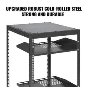 VEVOR 20U Open Frame Server Rack, 23''-40'' Adjustable Depth, Free Standing or Wall Mount Network Server Rack, 4 Post AV Rack with Casters, Holds All Your Networking IT Equipment AV Gear Router Modem