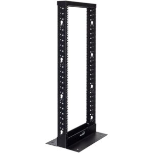 navepoint 25u 2 post open frame server rack for 19 inch equipment, av, networking, data & it devices, 2-post rack 25u 881lbs weight capacity, black