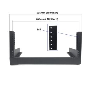 JINGCHENGMEI 4U Desktop Server Rack 19 inches Open Frame Rack- 2 Post Free-Standing Rack Switch Depth for Patch Panel, Data, AV, IT,Studio or Computer Equipment (JCM-DT4URack)