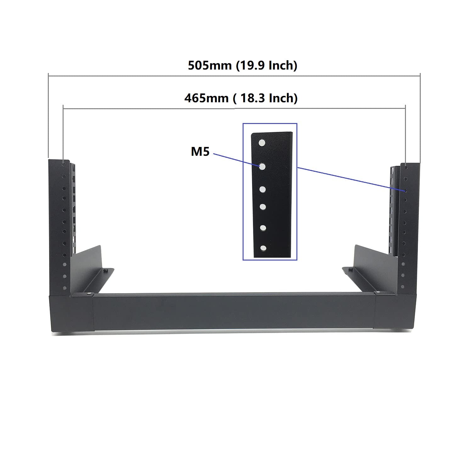 JINGCHENGMEI 4U Desktop Server Rack 19 inches Open Frame Rack- 2 Post Free-Standing Rack Switch Depth for Patch Panel, Data, AV, IT,Studio or Computer Equipment (JCM-DT4URack)