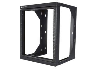 networx 18u adjustable depth open frame swing out wall mount rack - 301 series, flat packed