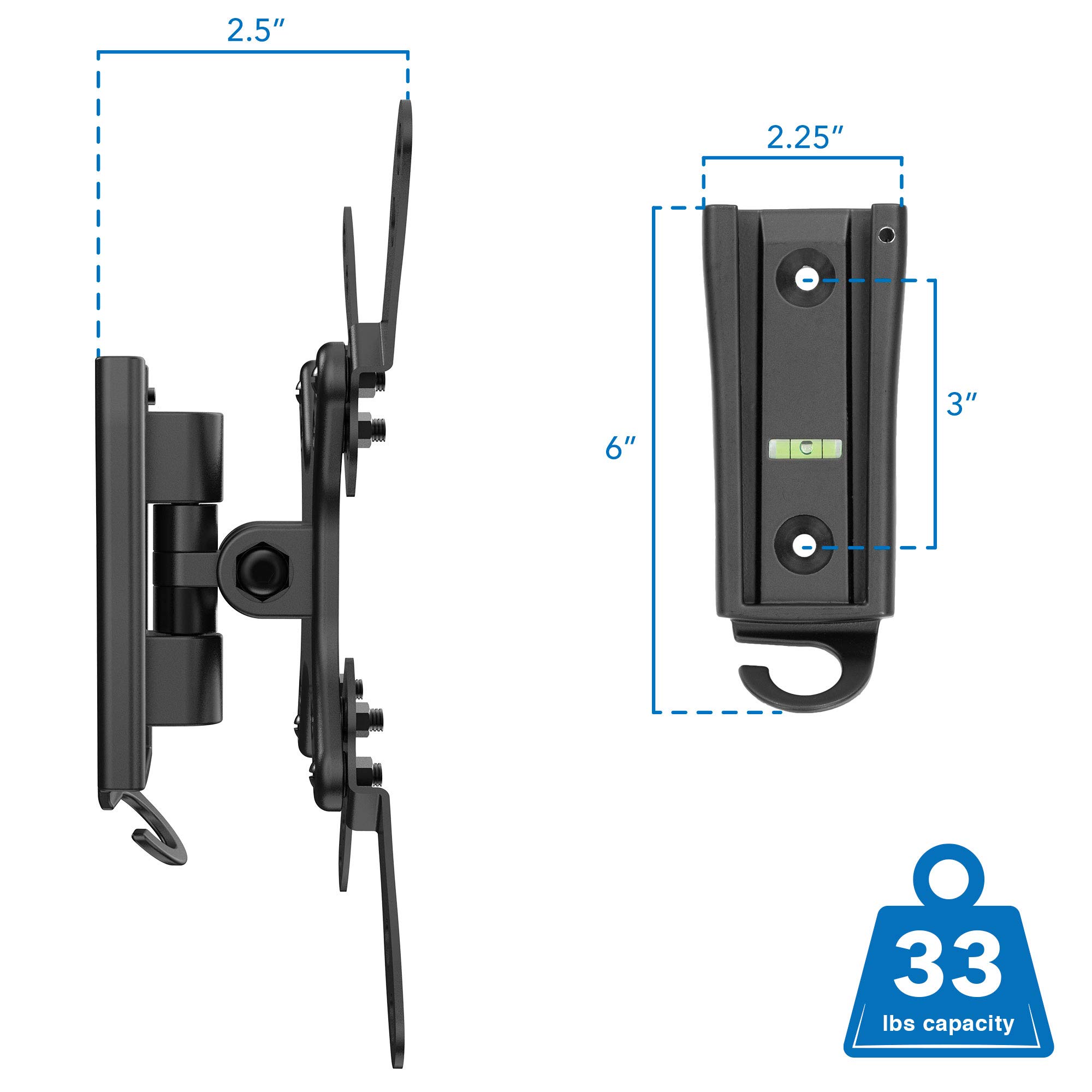 MOUNT-IT! RV TV Mount with Dual Wall Plates | No-Rust Quick Release Aluminum Mounting Bracket for Indoor Or Outdoor Use | Low-Profile Full Motion Arm, 33lbs Capacity | Up to VESA 200x200mm