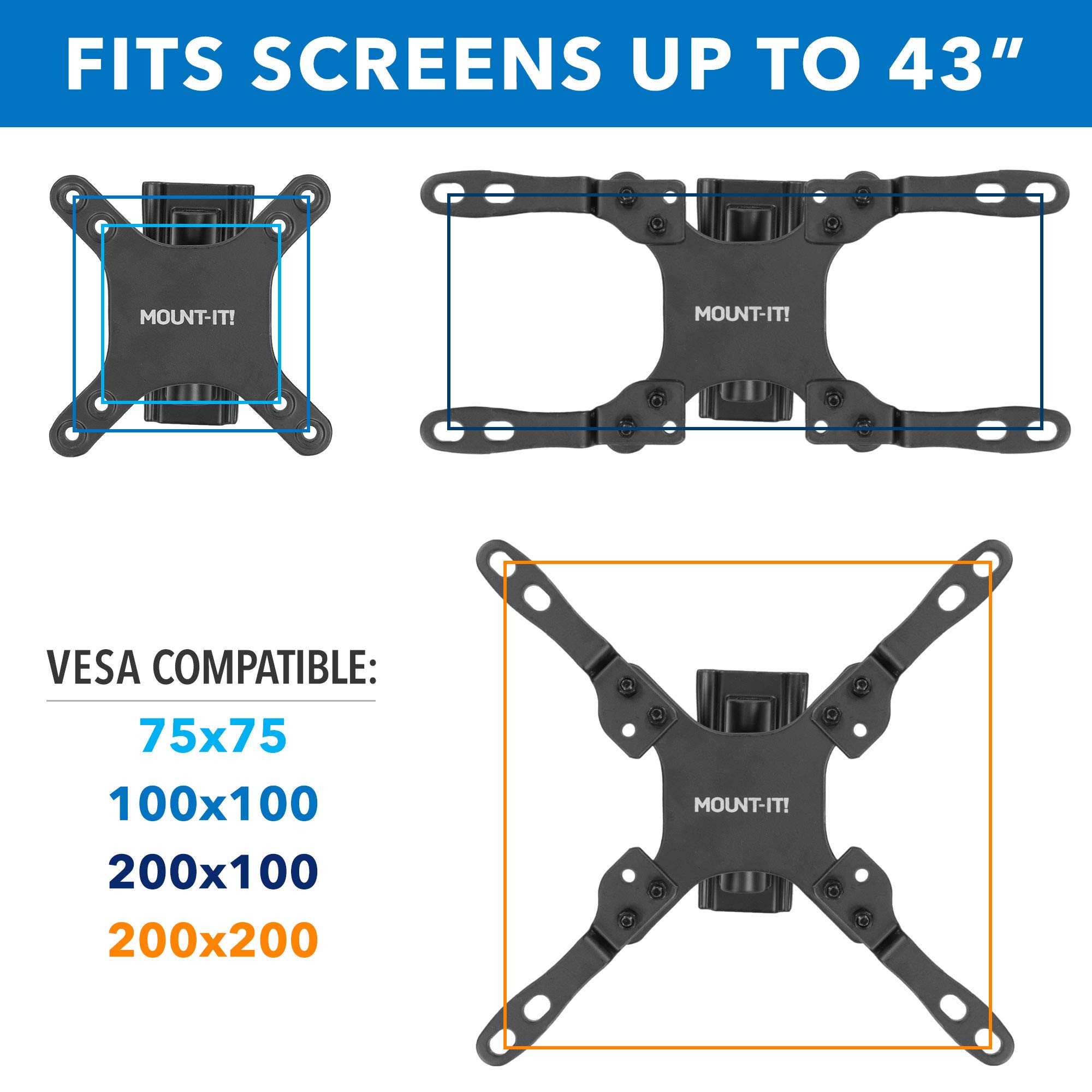 MOUNT-IT! RV TV Mount with Dual Wall Plates | No-Rust Quick Release Aluminum Mounting Bracket for Indoor Or Outdoor Use | Low-Profile Full Motion Arm, 33lbs Capacity | Up to VESA 200x200mm