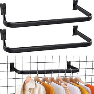 2 pack gridwall u-shaped hangrail grid wall tubing handrail 24 inch wide black metal handrail for grid wall retail displays bracket clothing rack home use (2, black)