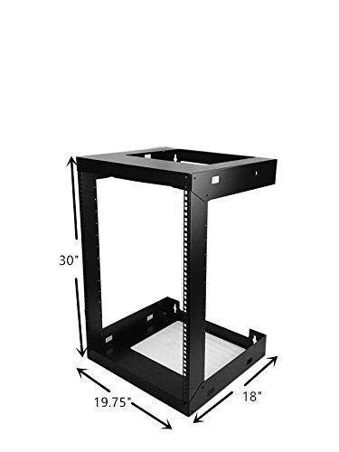 Raising Electronics 15U Wall Mount Open Frame 19 Inch Server Equipment Rack Threaded 15 Inch depth Black (15U)