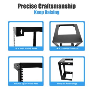 Raising Electronics 15U Wall Mount Open Frame 19 Inch Server Equipment Rack Threaded 15 Inch depth Black (15U)