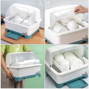 Dish Drying Rack, Dish Drain Storage Box Tableware Holder with Lid Dish Bowl Organizer for Restaurant Kitchen Home (39.5 * 32 * 30.5 cm)