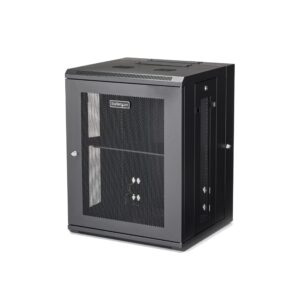 startech.com 4-post 15u wall mount network cabinet w/ 1u shelf, 19" wall-mounted server rack for it / data computer equipment