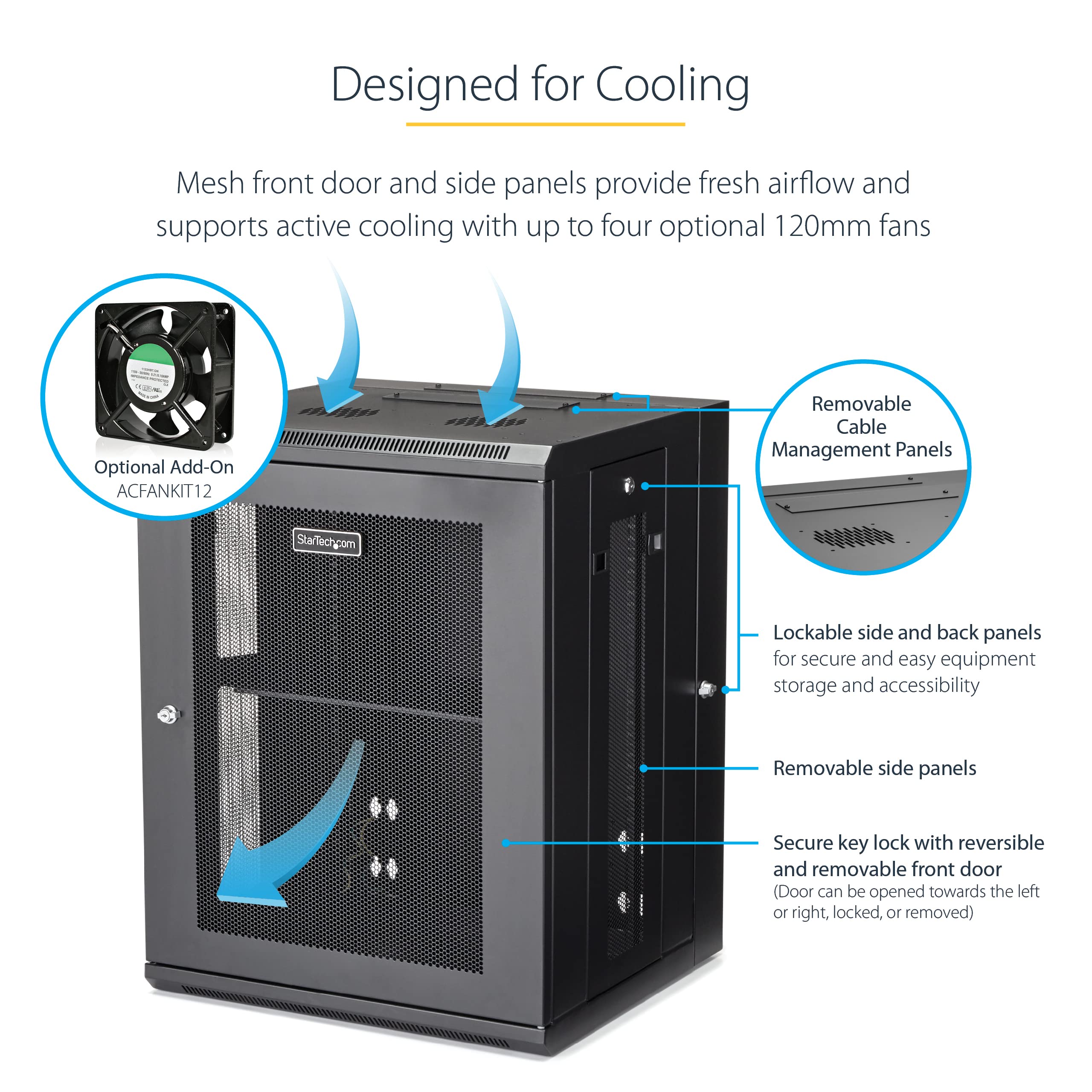 StarTech.com 4-Post 15U Wall Mount Network Cabinet w/ 1U Shelf, 19" Wall-Mounted Server Rack for IT / Data Computer Equipment