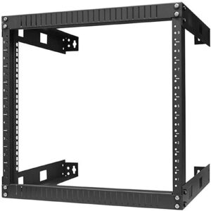 techtoo wall mount rack open frame 19inch server equipment rack heavy duty network equipment rack 13.7 inch deep - black (09u)