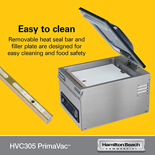 Hamilton Beach Commercial PrimaVac 305 Chamber Vacuum Sealer, 12" Seal Bar, 10 Customizable Programs, Powerful JetAire Pump, NSF Certified, HVC305