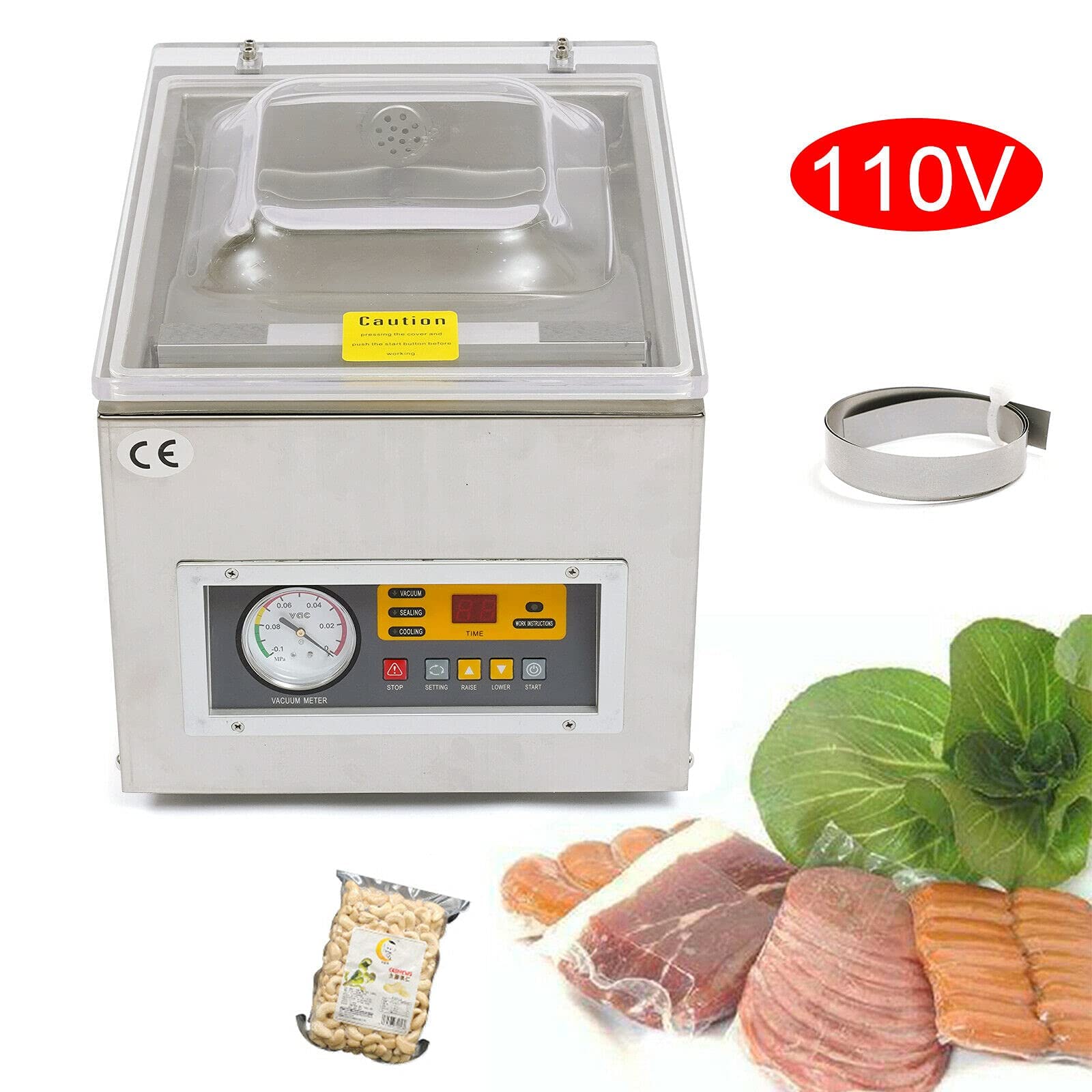 Commercial Chamber Vacuum Sealer Machine, DZ-260C 110V Commercial Kitchen Food Chamber Vacuum Sealer for Foods, Grains, Fruits, Preserved Fruits, Electronic Components