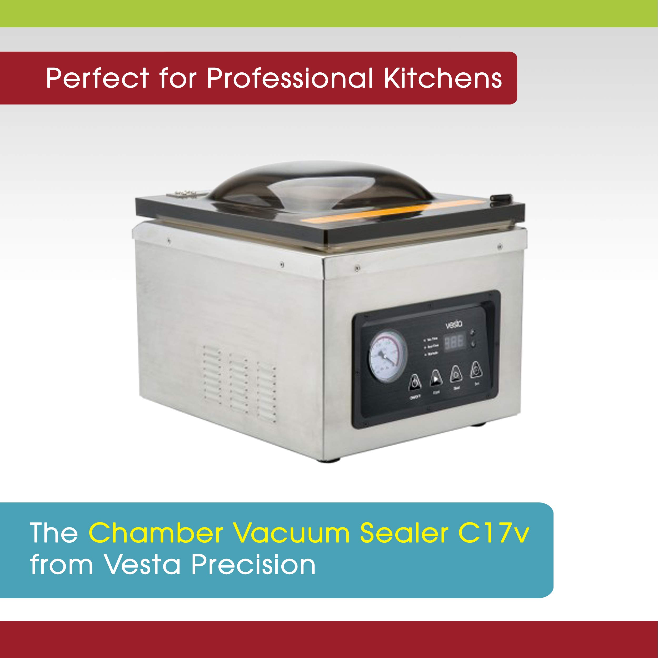 Chamber Vacuum Sealer by Vesta Precision - Chamber Vac C17v | High-Speed 950-Watt Oil Pump | Extends Food Freshness | Ideal for Sous Vide Cooking | Perfect for Commercial Kitchens