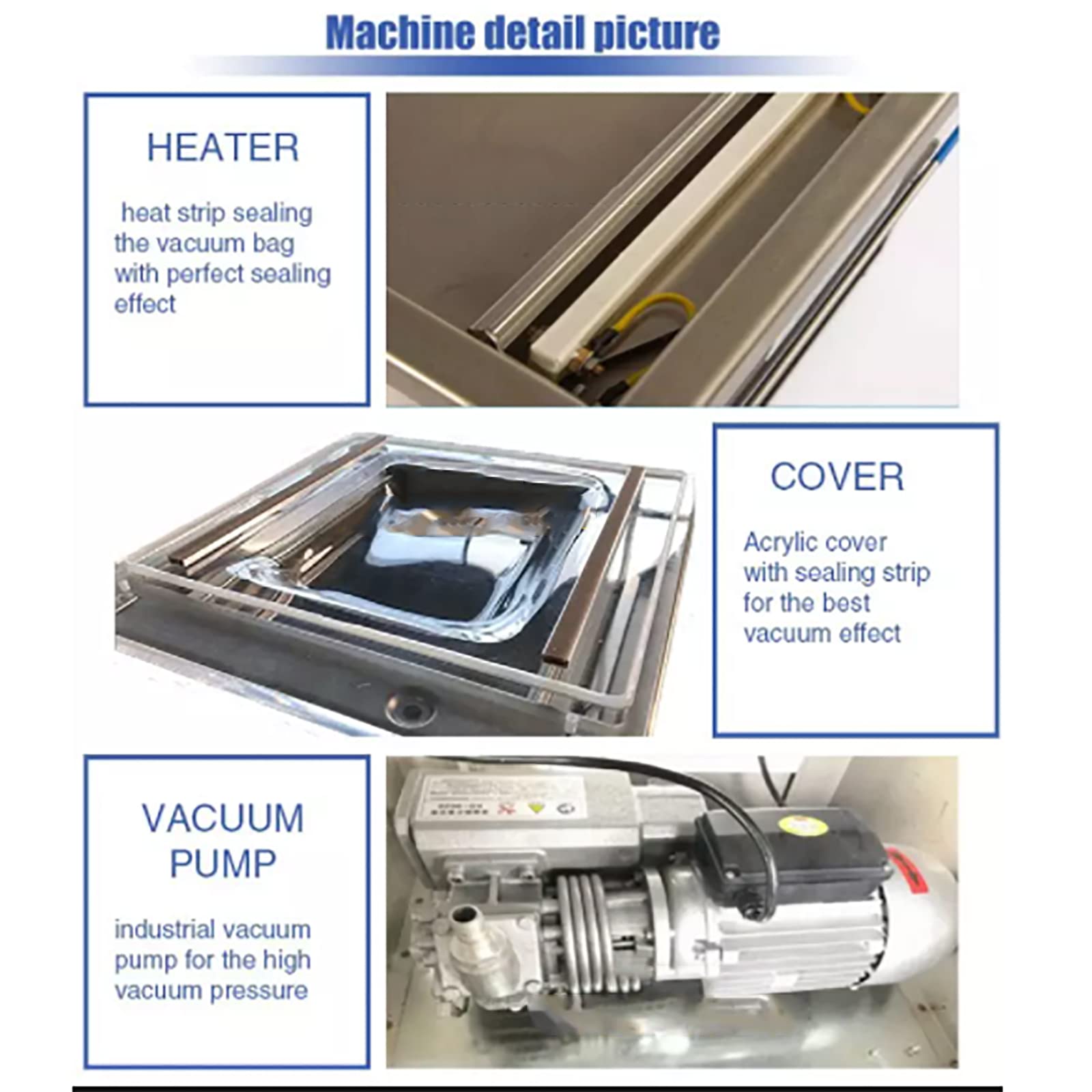 CENAP Commercial Chamber Vacuum Sealer, Chamber Vac Pack Machine, Heavy Duty Food Sealing Maker with Vacuum Indicator, 10m3/h Pump Displacemen Compact Design, for Dry and Wet Food/Powders/Liquids