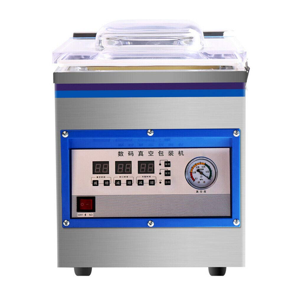 Vacuum Sealer Highly Efficient Vacuum Sealer Stainless Steel Bag Sealer Food Chamber Tabletop Vacuum Sealer Machine 110V for Home and Commercial Using (ZK-260)