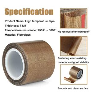 Teflon Fabric Tape, 2 Inch 30 Feet PTFE Tape for Vacuum Sealer Machine, Hand Impulse Sealers Insulation PTFE Coated Fiberglass Adhesive Tape Compatible with FoodSaver, Seal A Meal, Weston, Cabella