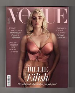 uk vogue magazine june 2021, billie eilish debuts new look on british vogue cover, reflects on negative body commentary [single issue magazine]