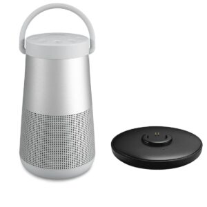 bose soundlink revolve+ ii bluetooth speaker, luxe gray with charging cradle