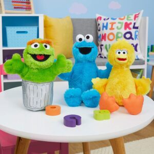 sesame street friends cookie monster, big bird, and oscar 8-inch 3-piece sustainable plush stuffed animals set