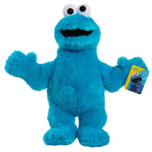 sesame street big hugs 18-inch large plush cookie monster stuffed animal, blue, pretend play, kids toys for ages 18 month by just play