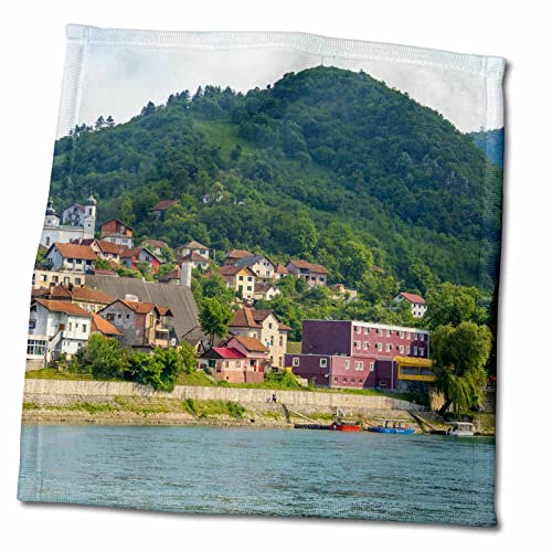 3dRose Virgin Mary Church on thebank of The Drina River, Visegrad, Bosnia. - Towels (twl-344954-3)